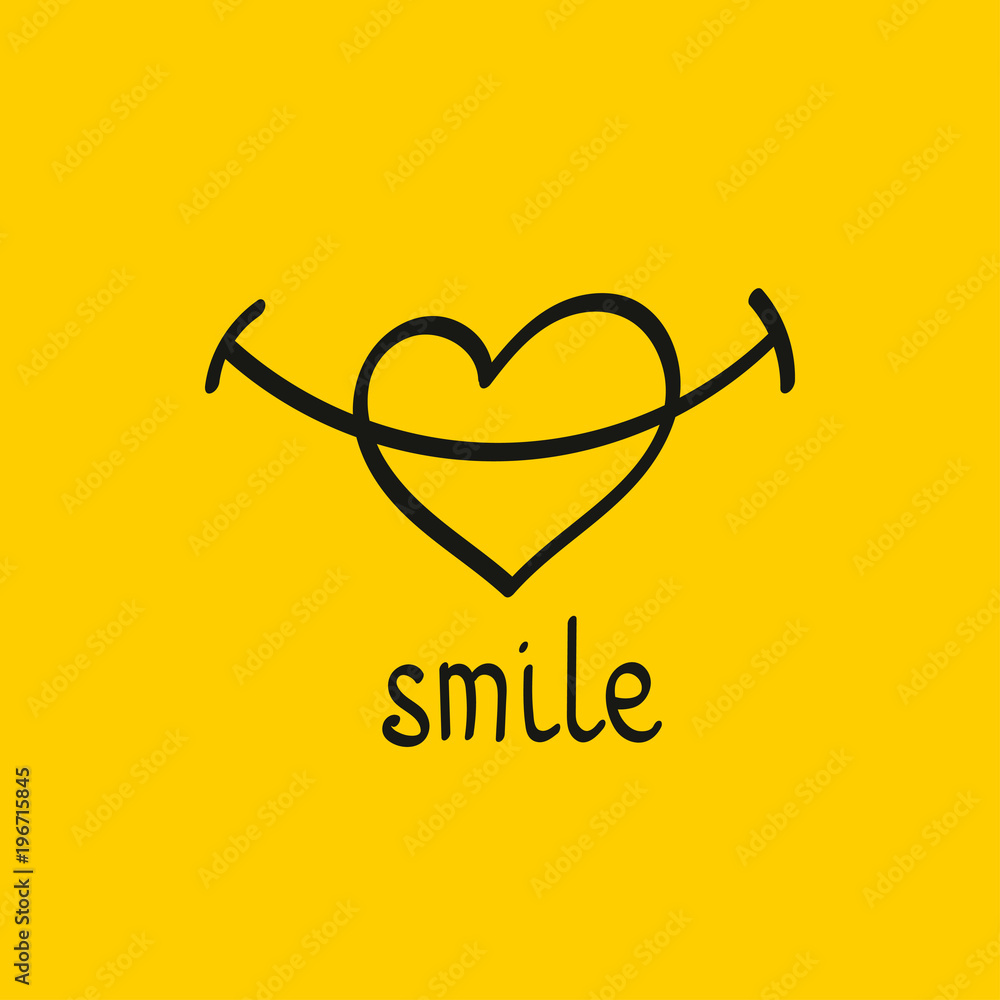 Hand drawn smiley with heart Stock Vector | Adobe Stock
