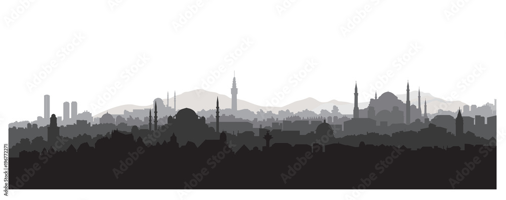 Istanbul city skyline. Travel Turkey background. Turkish cityscape ...