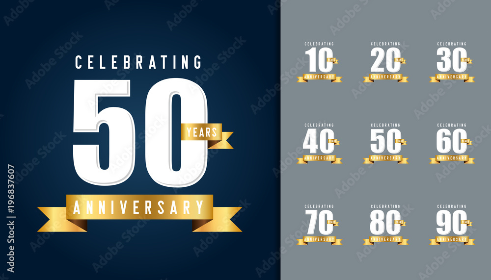 Set of anniversary logotype. Anniversary celebration design template ...