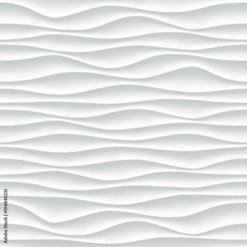 White wave pattern background with seamless wave wall texture. Vector ...