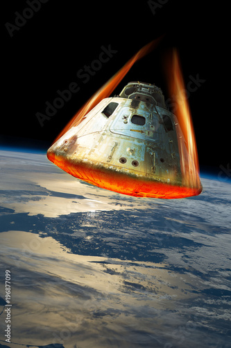 Reentry of space capsule into Earth's Atmosphere. - Elements of this ...