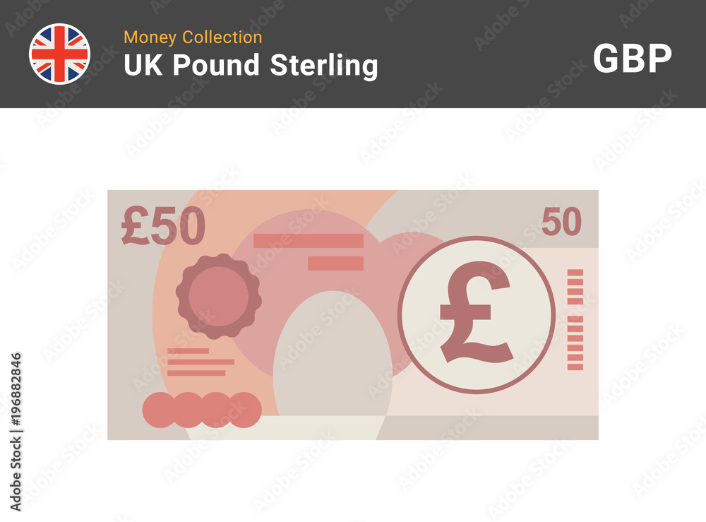 50 Pound sterling banknote. British money. Currency. Vector ...