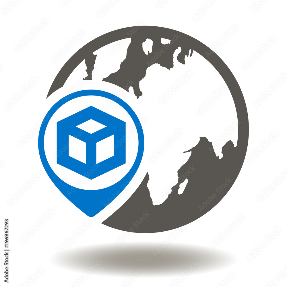 Stock-Vektorgrafik „Earth Globe Map Marker Cube Icon Vector. Supply ...