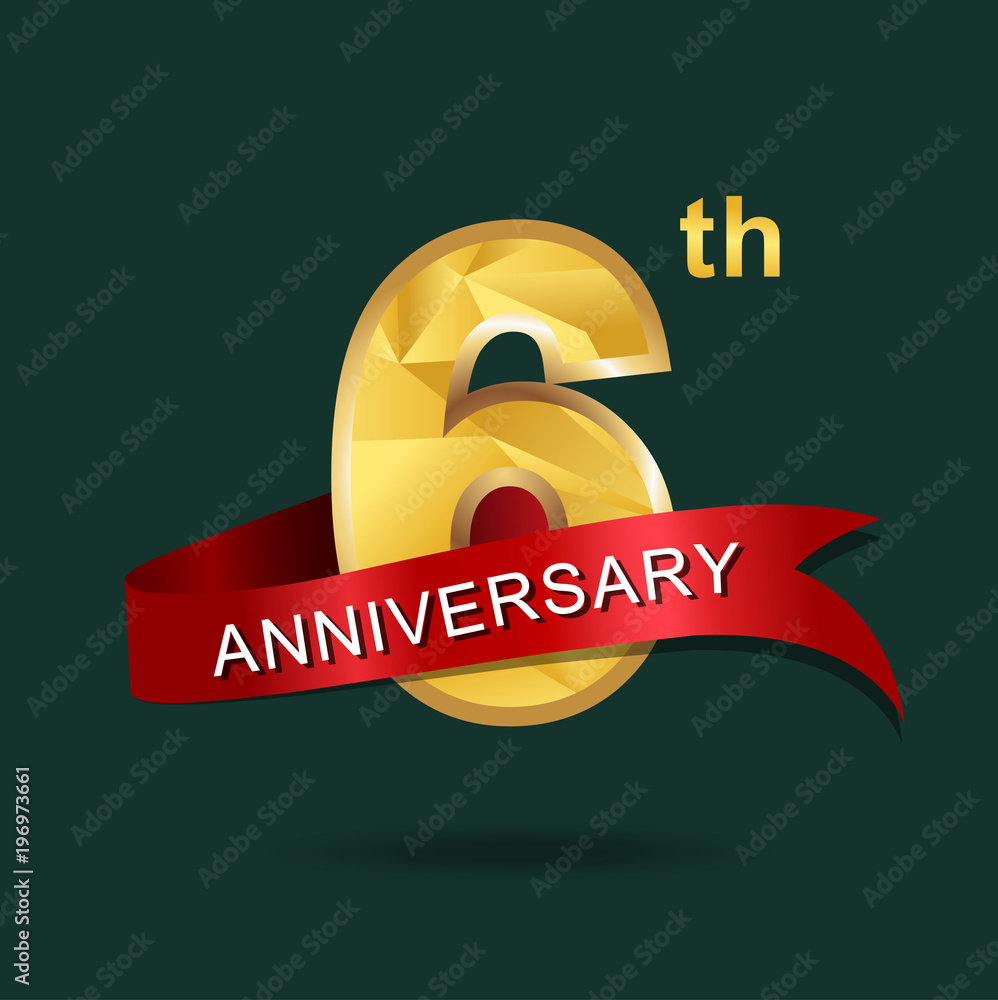 6th anniversary, aniversary, years anniversary celebration logotype ...
