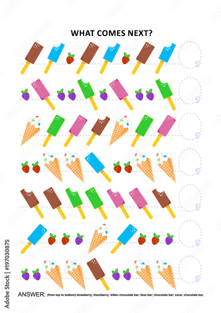 Ice-cream themed educational logic game training sequential pattern ...