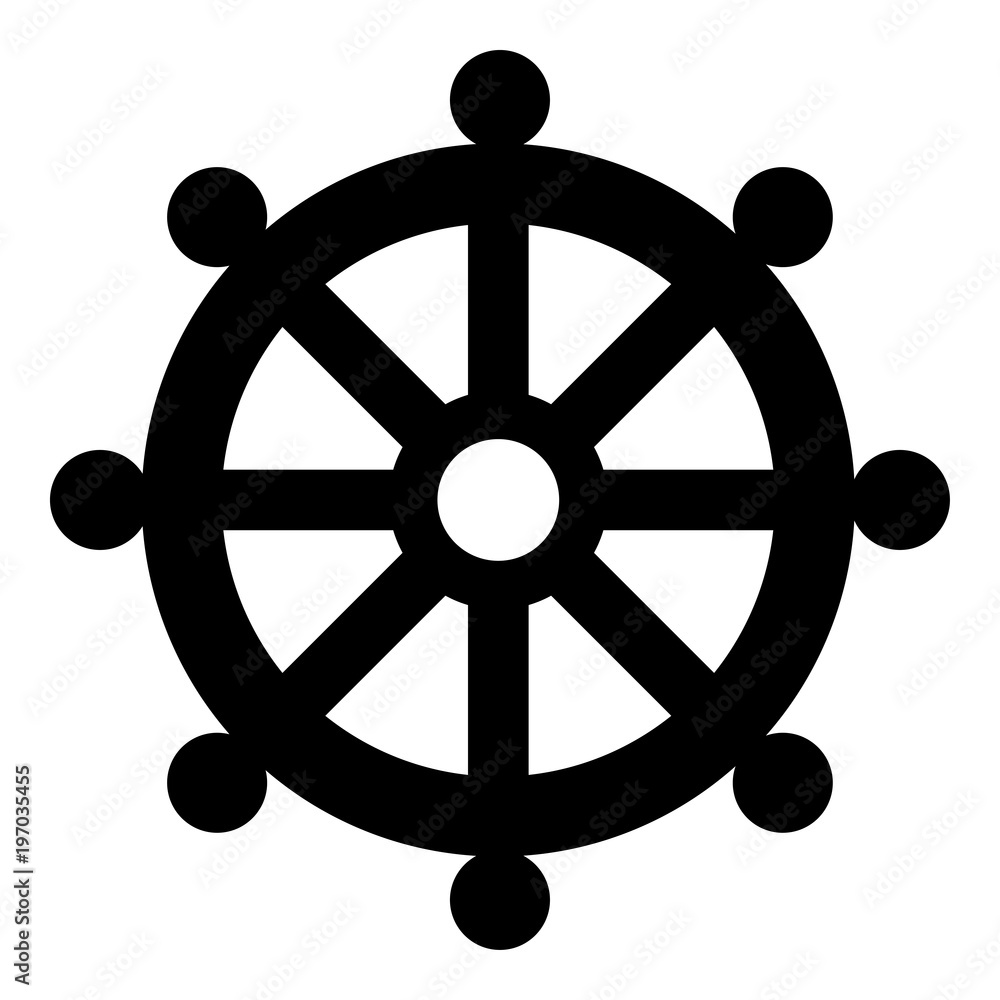 Symbol budhism wheel law religious sign icon black color illustration ...