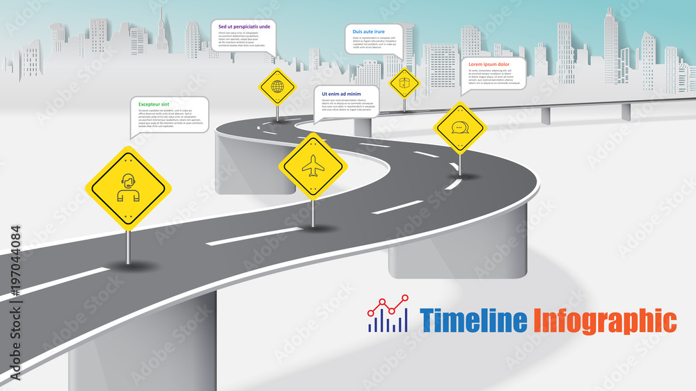 Business road map timeline infographic expressway concepts designed for ...