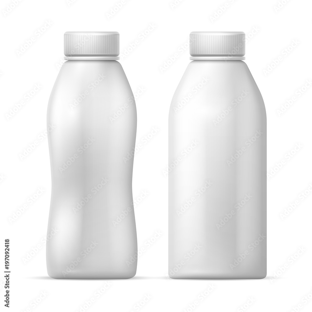 White blank plastic bottle. Vector packaging template for dairy milk ...