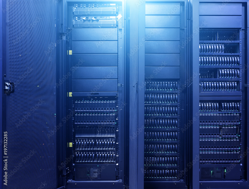 Data Center Computer Cabinet Background. Technologies background. Big ...