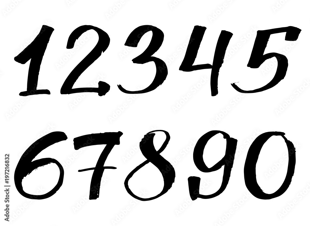 Hand Drawn Numbers. Handwritten Style Numbers, digital style hand-drawn ...