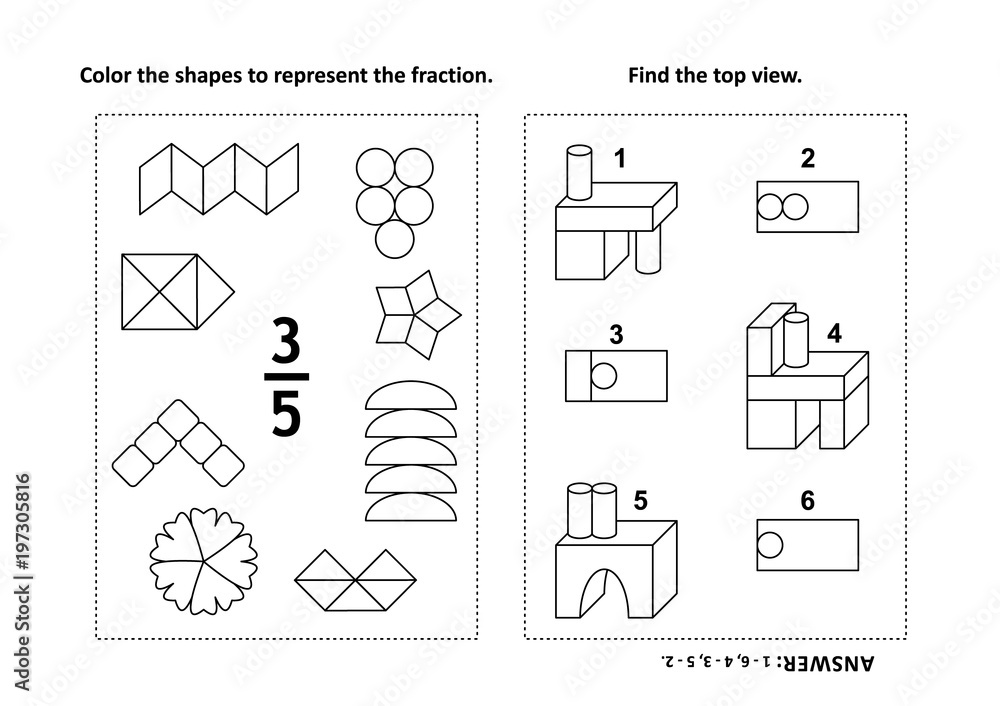 Image vectorielle Stock Two visual math puzzles and coloring pages ...