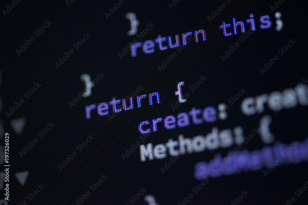 Lines of code of a software with several colors. Software concept Stock ...