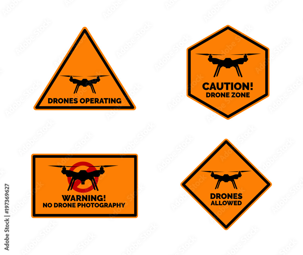 Drone Signs Caution Stock Vector | Adobe Stock