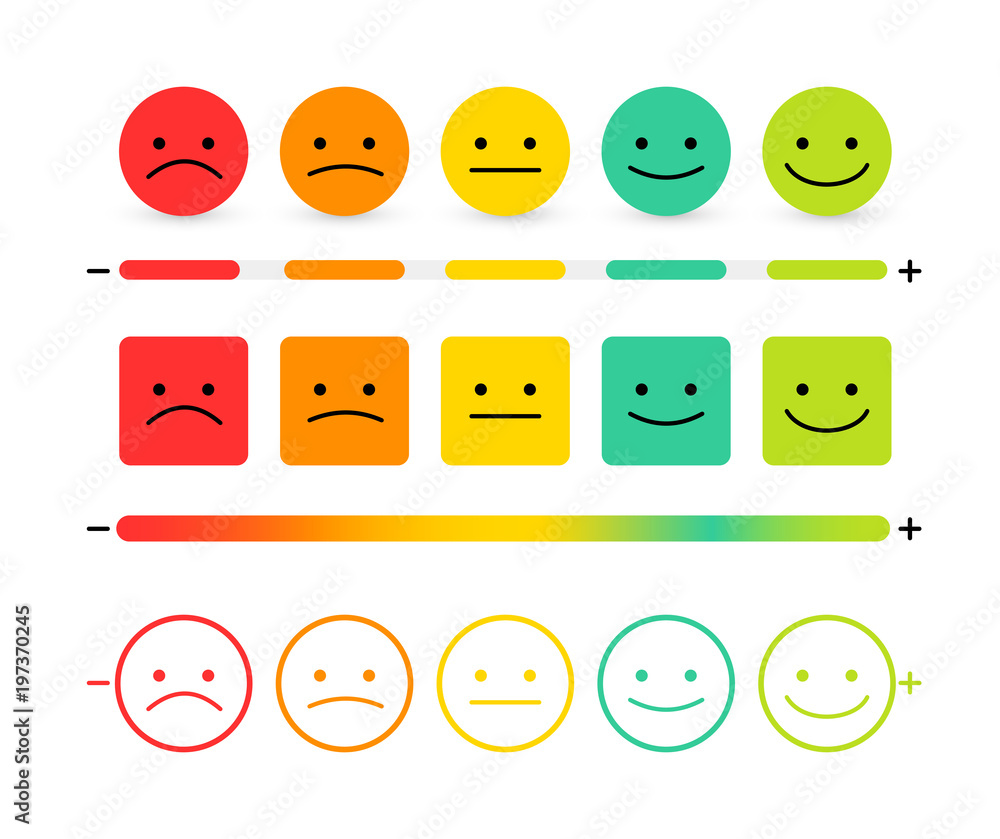Set of feedback concept design, emotions scale background and banner ...