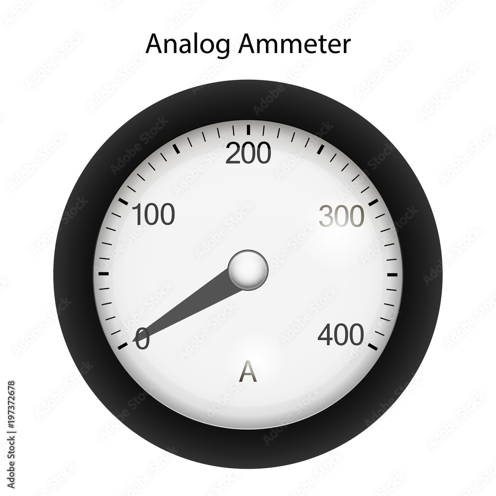 Vector illustration of analog ammeter or ampere meter - measuring ...