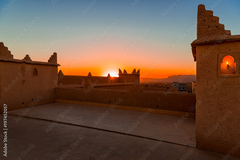Traditional Moroccan architecture made of adobe bricks from clay and ...