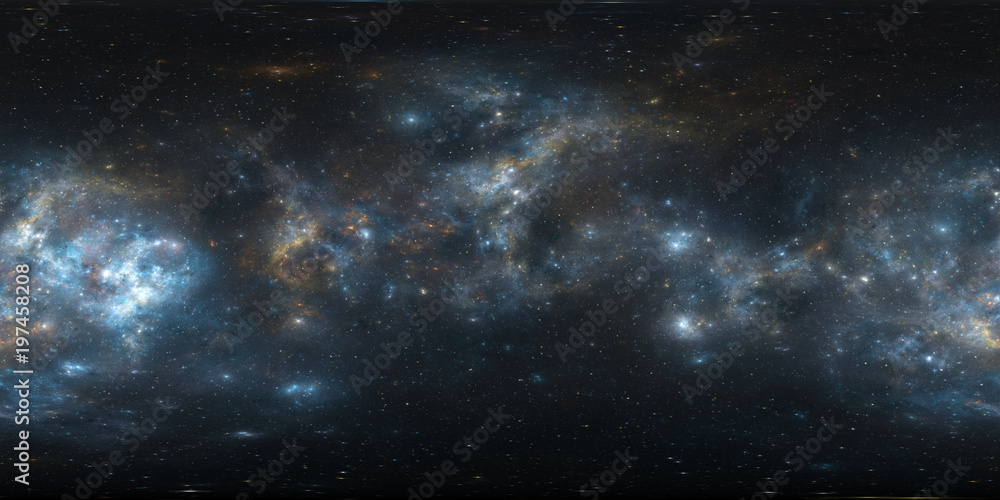 360 Equirectangular projection. Space background with nebula and stars ...