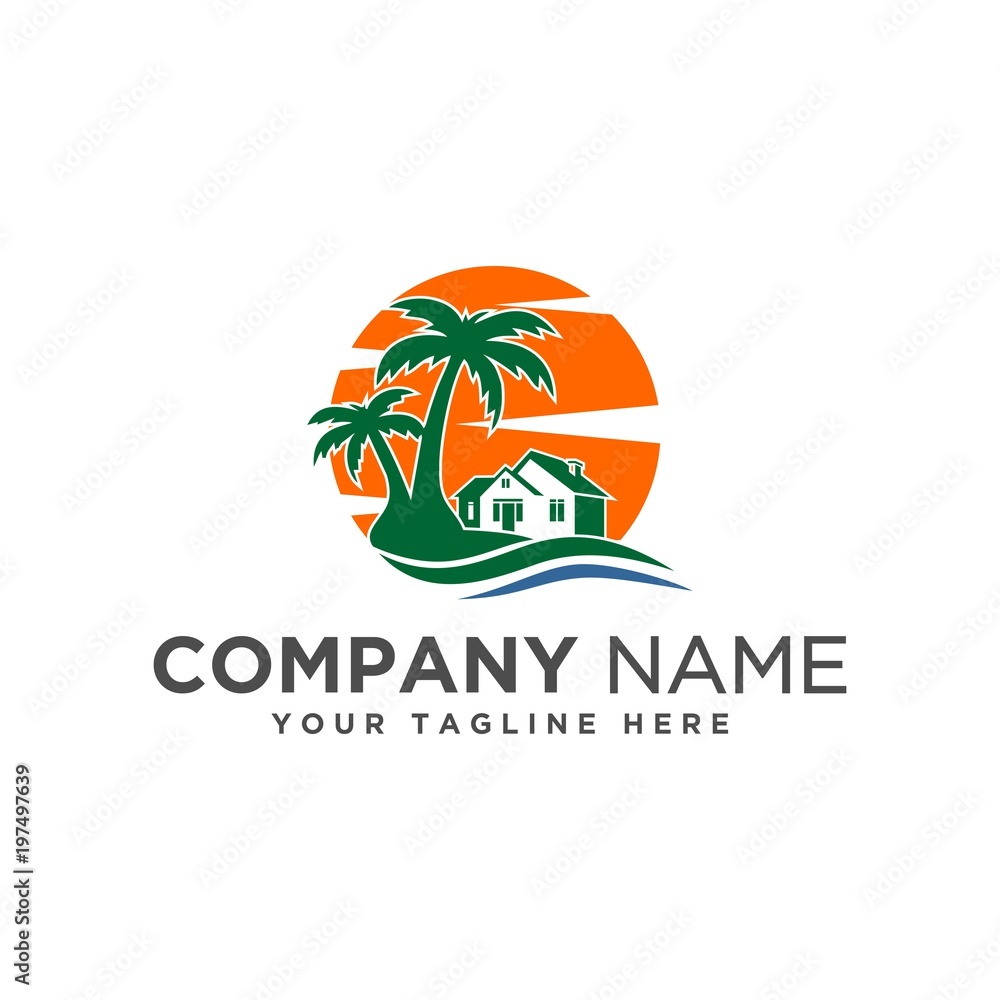 beach house logo vector Stock Vector | Adobe Stock