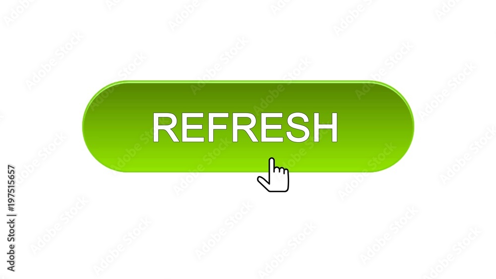 Refresh web interface button clicked with mouse cursor, green color, innovation Stock ...