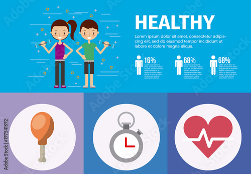 Health and Fitness Infographic with Cartoon-Style Illustrations Stock ...