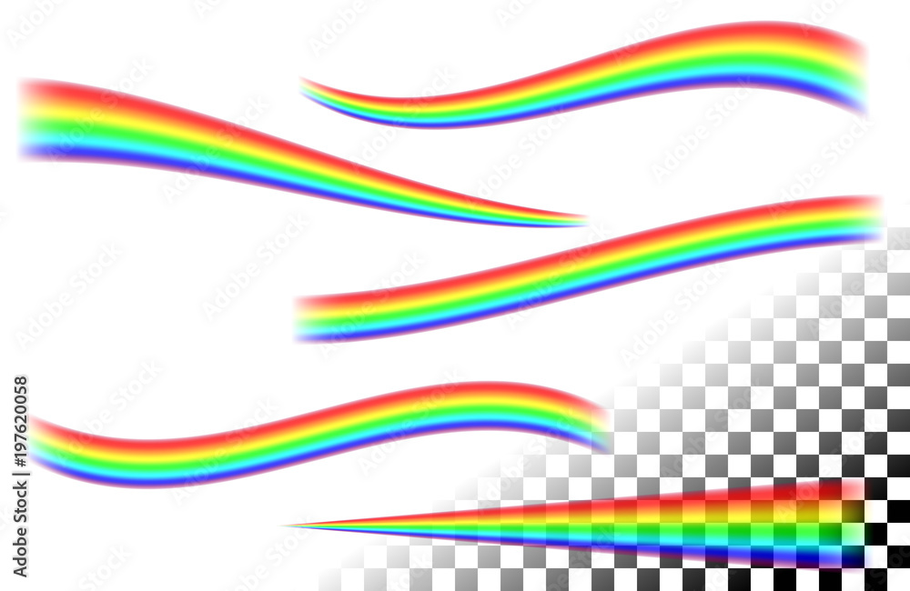 Rainbows curved lines on white tansparent Stock Vector | Adobe Stock