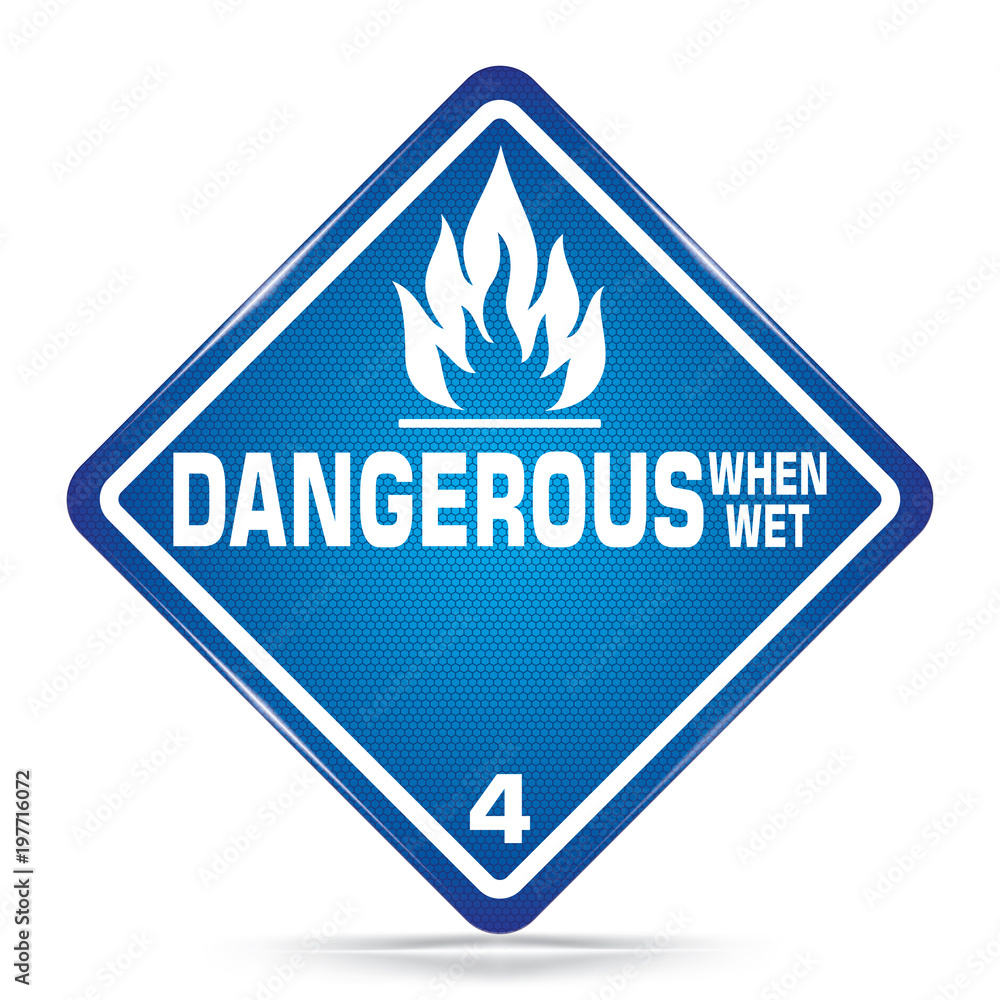 International Dangerous When Wet Class 4 Symbol,blue Warning Dangerous ...