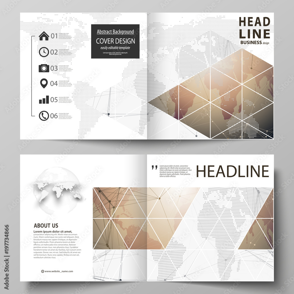 The vector illustration of the editable layout of two covers templates ...