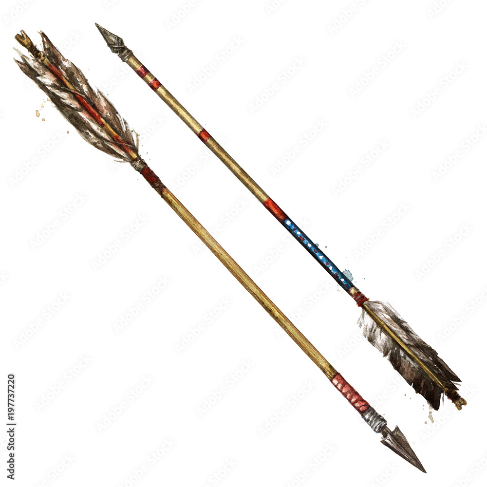 Indian Arrows. Watercolor Illustration. Stock Illustration | Adobe Stock