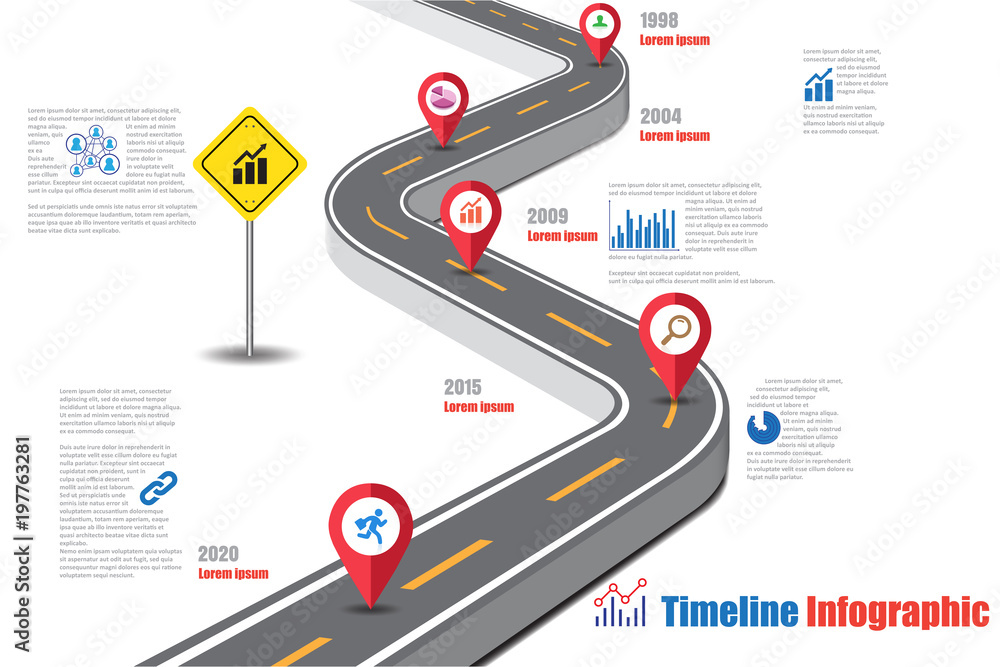 Business road map timeline infographic expressway concepts designed for ...