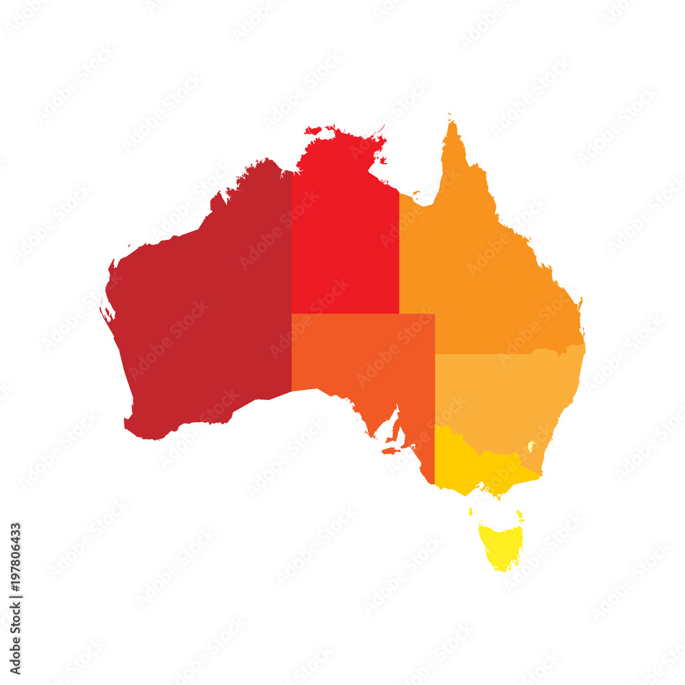 Vector de Stock Simplified map of Australia divided into states and ...
