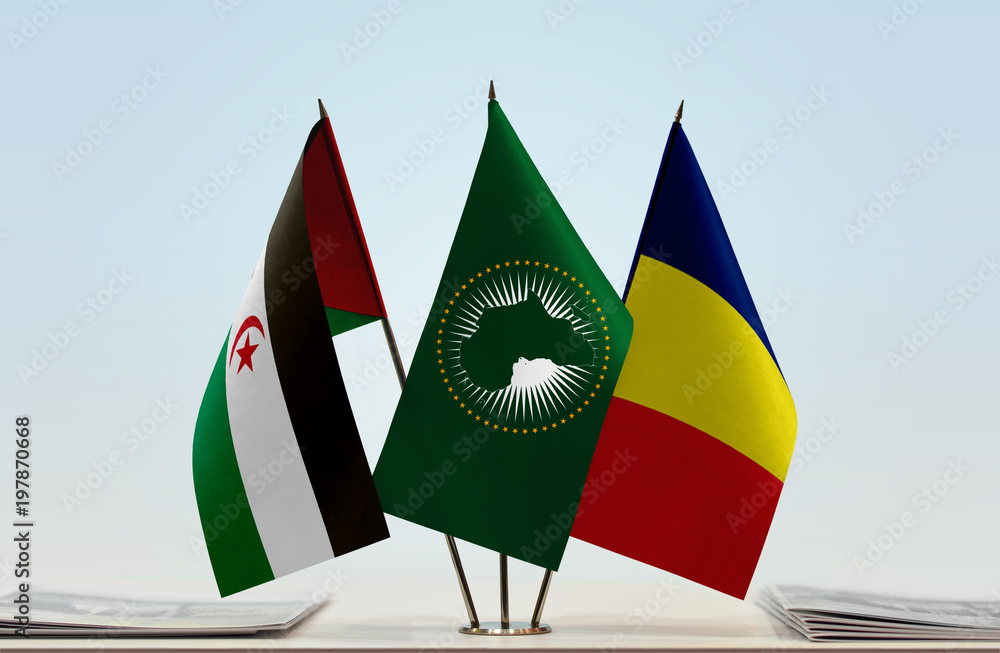 Flags of Sahrawi Arab Democratic Republic African Union and Chad Stock ...