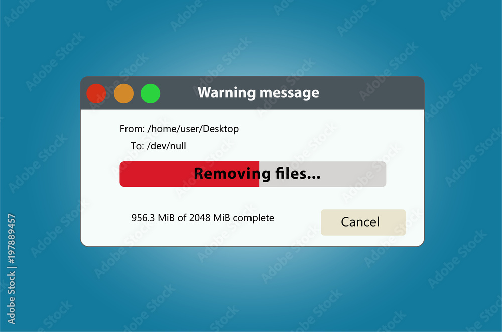 Remove files and data progress bar. It can be used to illustrate the ...