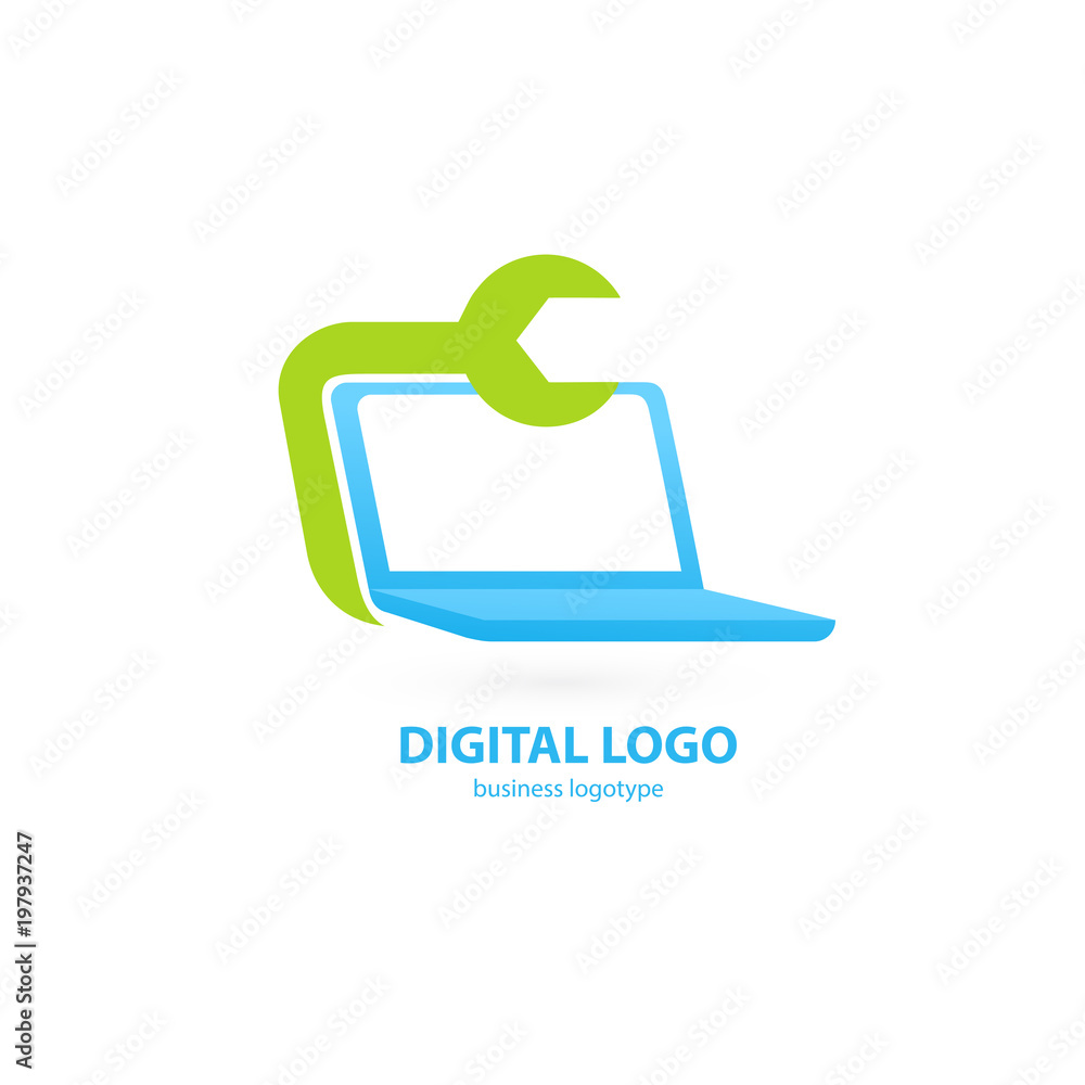 Logo design abstract computer repair vector template. Stock Vector ...