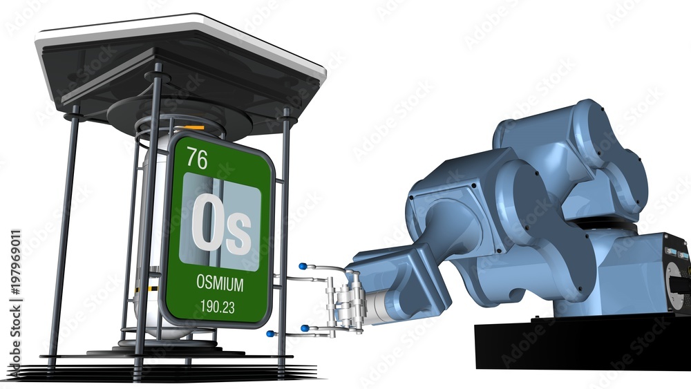 Osmium symbol in square shape with metallic edge in front of a ...
