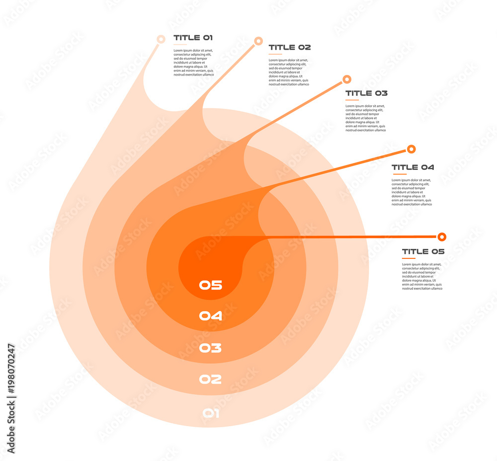 Concentric infographics step by step in a series of circle. Element of ...