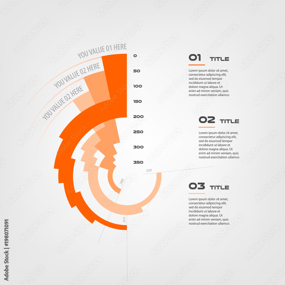 Vector de Stock Sunburst chart color infographics step by step in a ...
