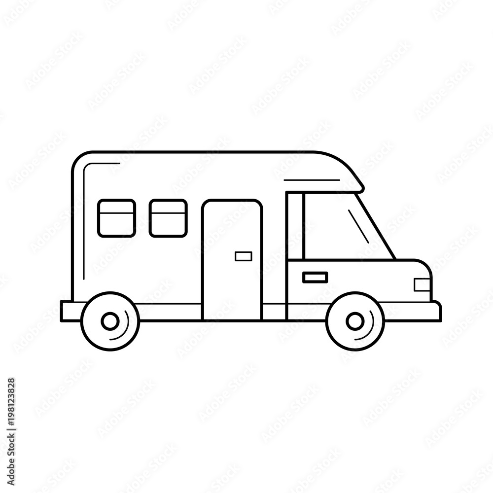 Motorhome vector line icon isolated on white background. Motorhome line ...