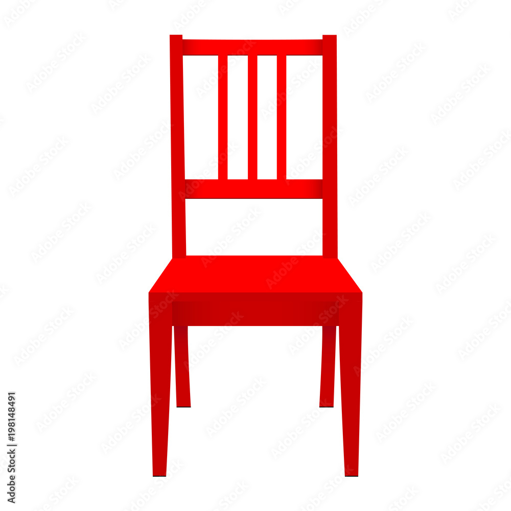 Red chair - front view. Red stool isolated on white background. Vector ...