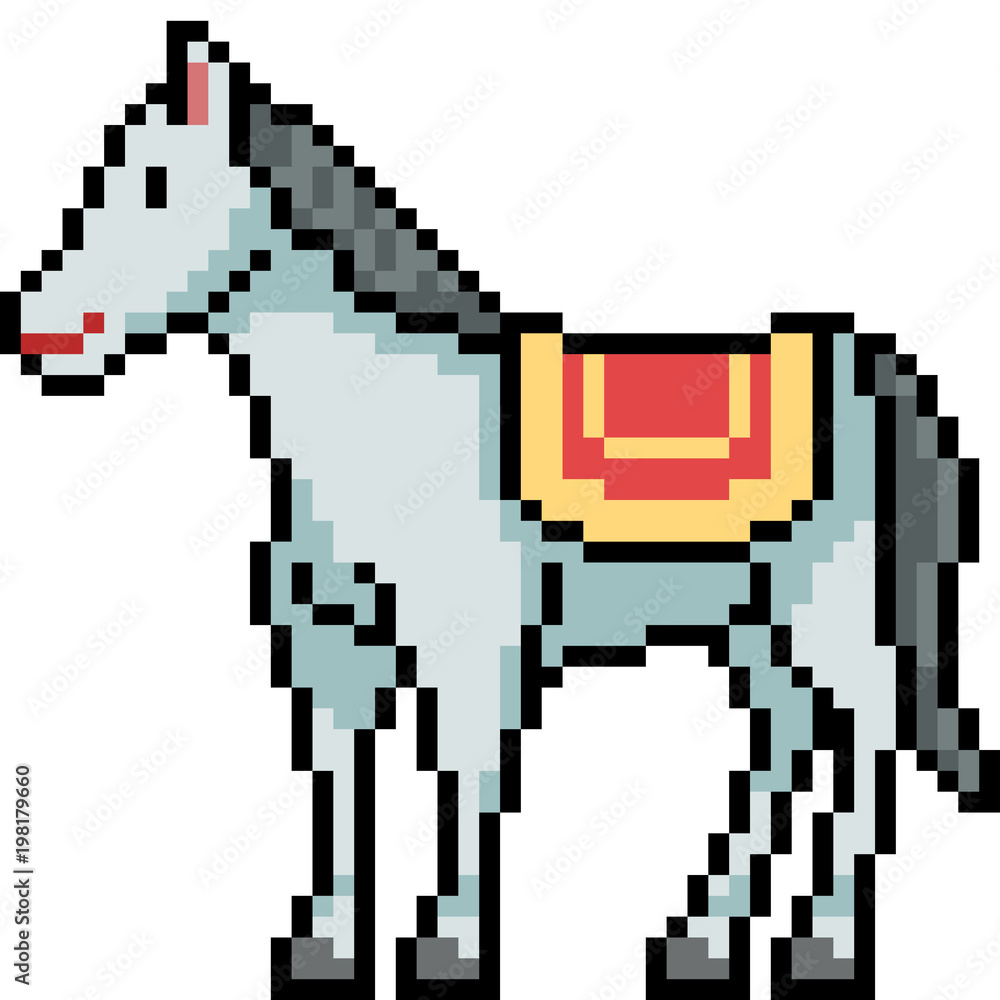 vector pixel art white horse Stock Vector | Adobe Stock