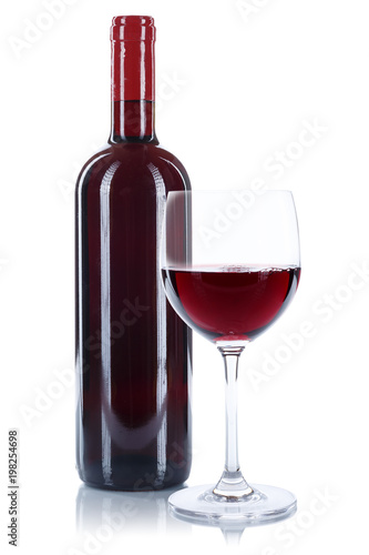 Wein Flasche Glas Weinflasche Weinglas Rotwein freigestellt Freisteller ...
