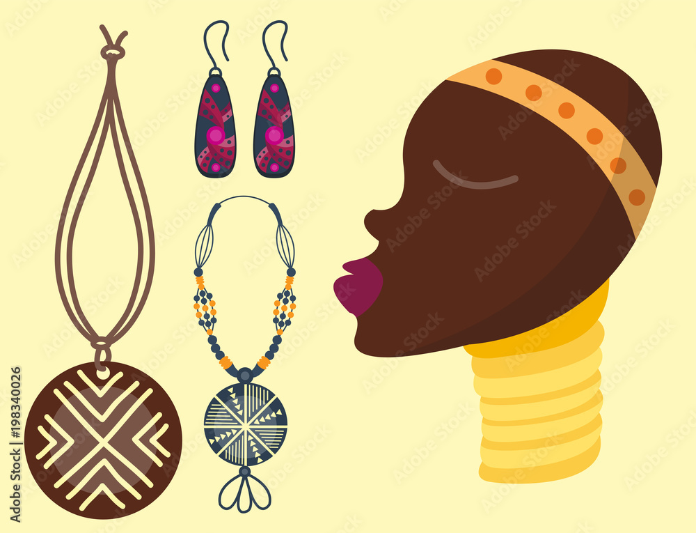 Africa vector icons jungle tribal and maasai ethnic african woman ...