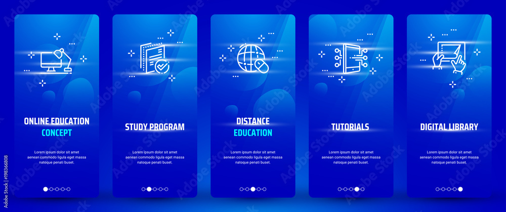 Online education concept, Study program, Distance education, Tutorials, Digital library Vertical ...