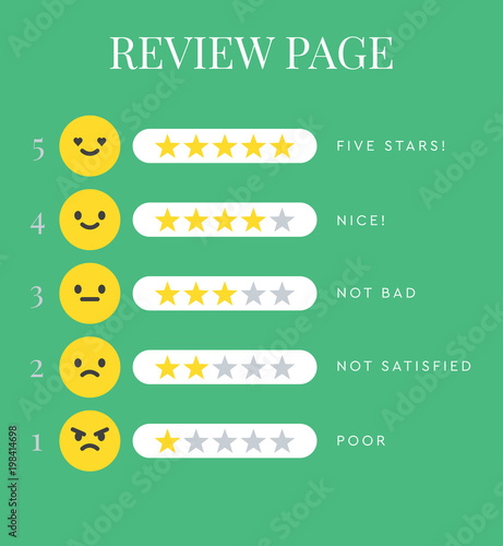 Vector Smiley Faces for Rating or Review, Feedback Rate Emoticon ...