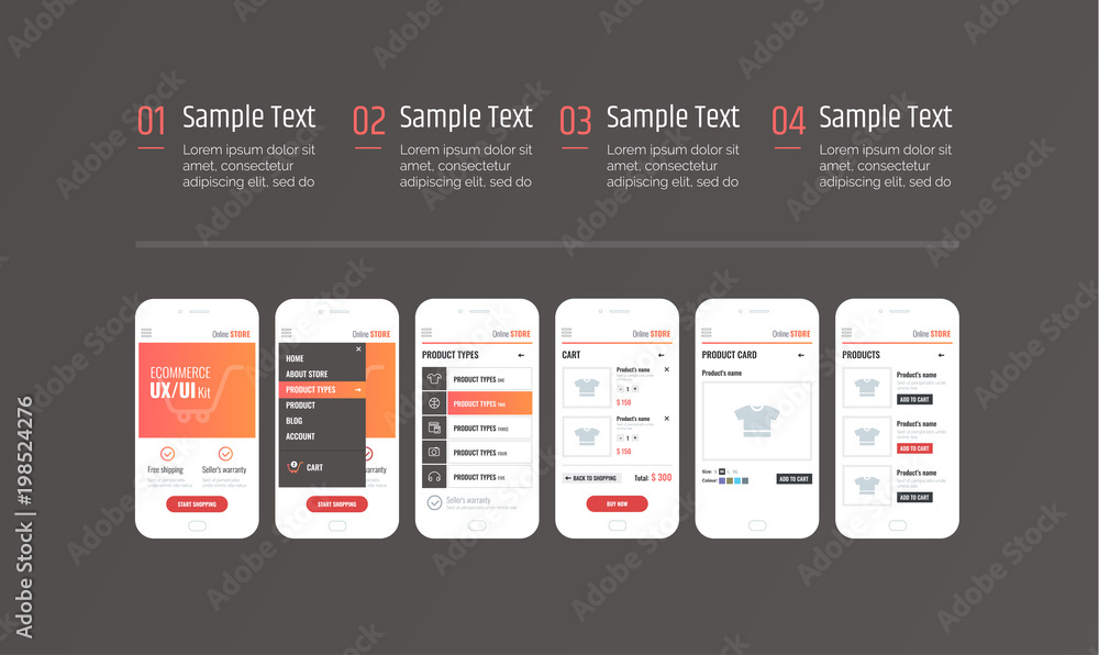 Infographics. Mobile application interface. Ux ui kit with text and ...