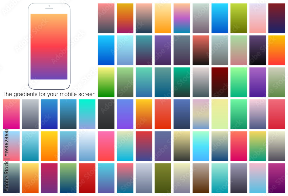 Soft color gradient backgrounds set. Modern screens for mobile app ...