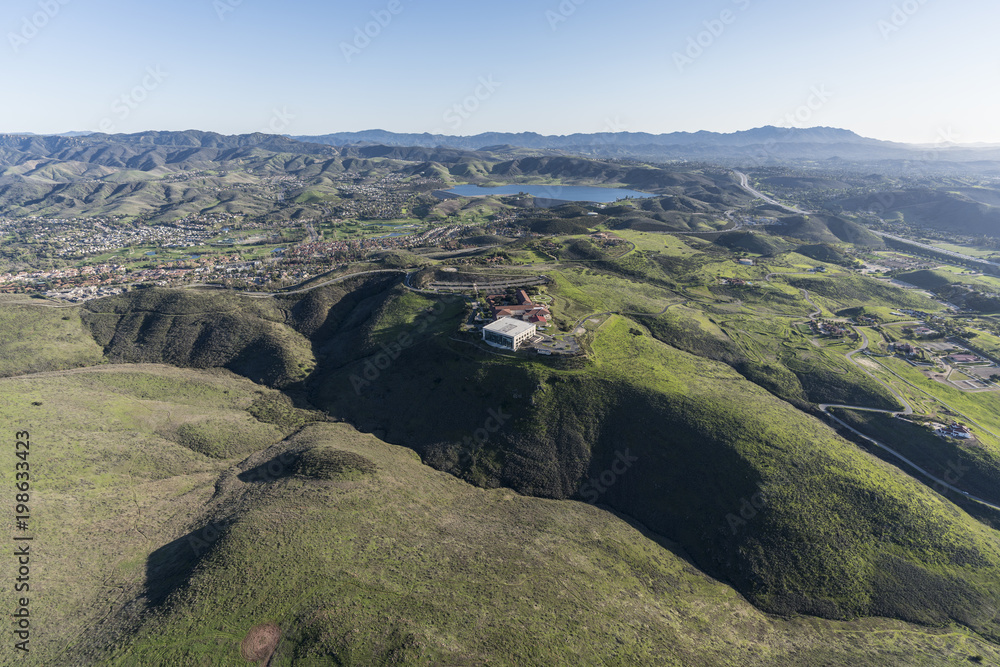 Aerial view of Simi Valley ranch lands and the Ronald Reagan ...
