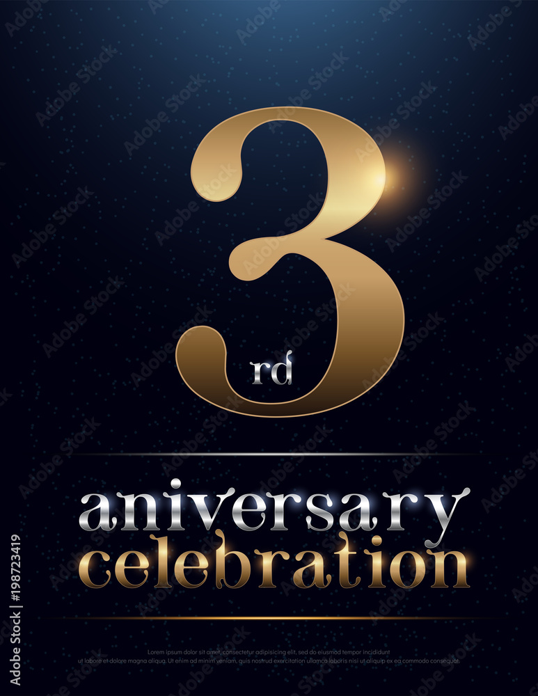 3rd Anniversary Celebration Colored Metal Chrome alphabet. Elegant ...