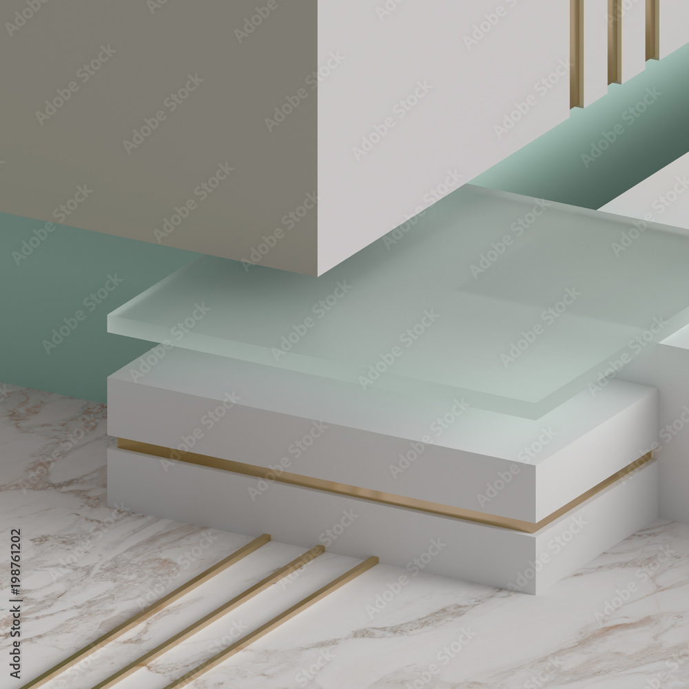 3d rendering, modern mock up, abstract geometric background, blank ...