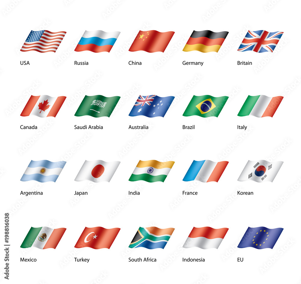 vector set of flags of the G20 Stock Vector | Adobe Stock
