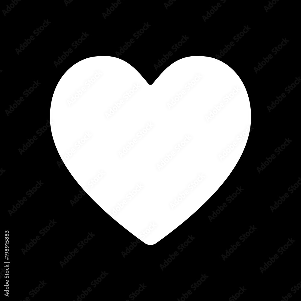 Simple heart icon. White icon on black background. Inversion Stock ...